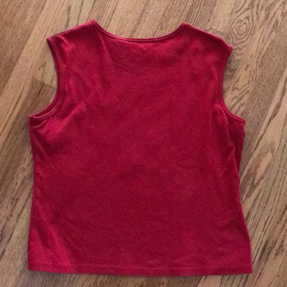 New York & Company | Tops | Sleeveless Red Top With Rose Print Size Xl ...